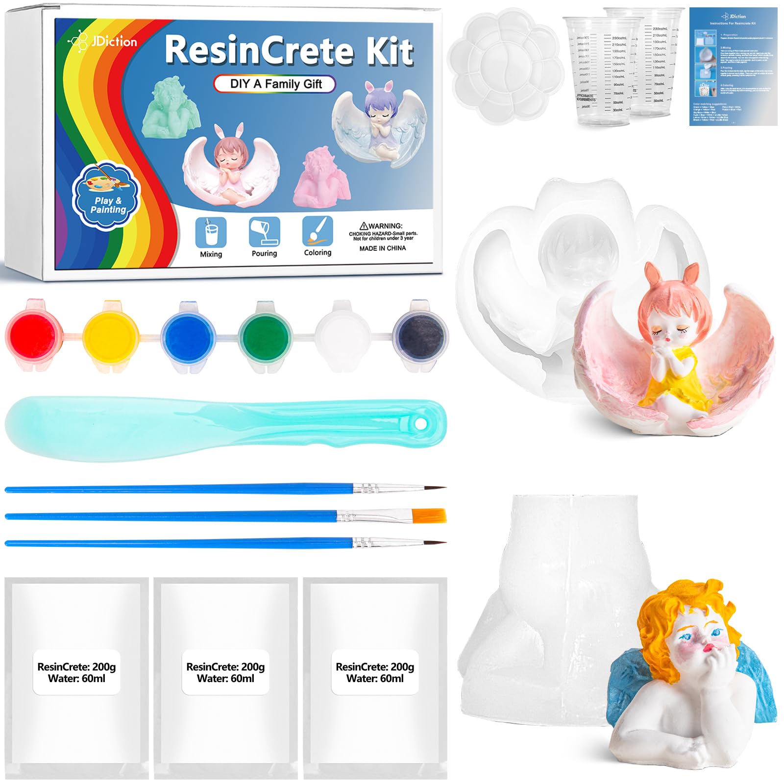 Amazon.com: JDiction ResinCrete Angel Kit, Complete Kit Easy for ...