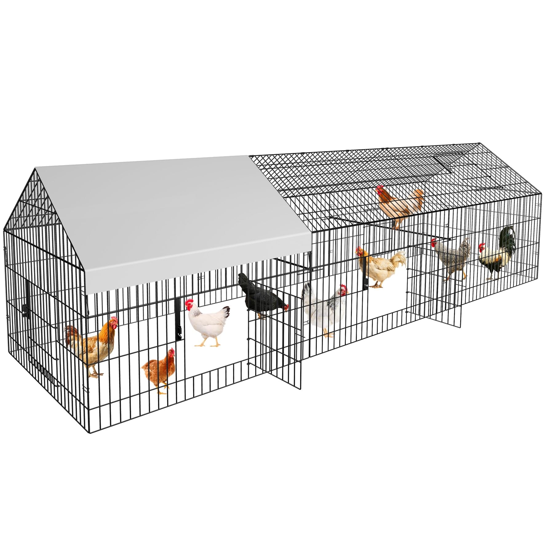 Amazon.com: Metal Chicken Coop 87"×40" with Cover Chicken Run Pen for ...