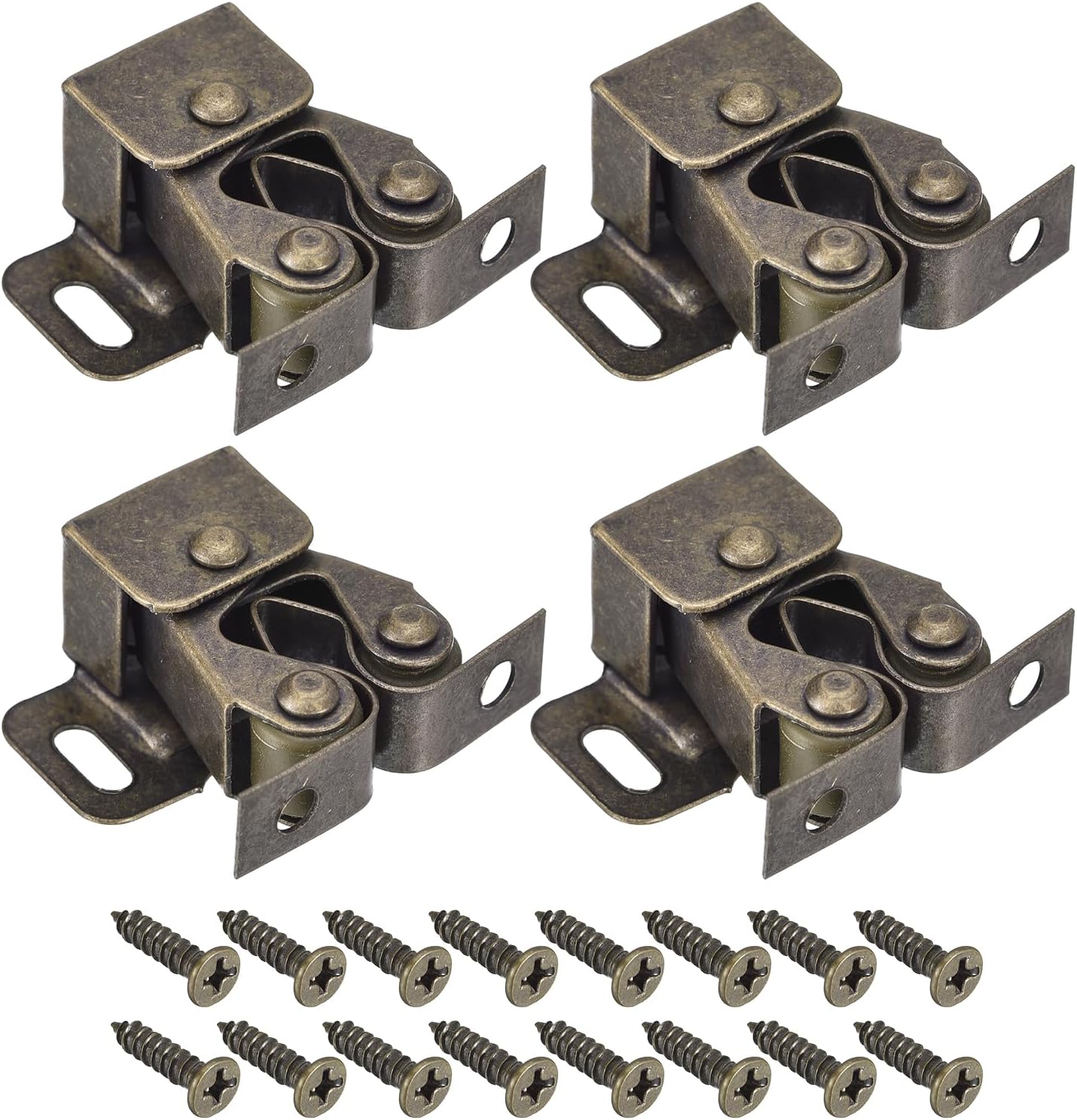uxcell 4 Set Double Roller Catch Cabinet Latch Hardware Fitting for ...
