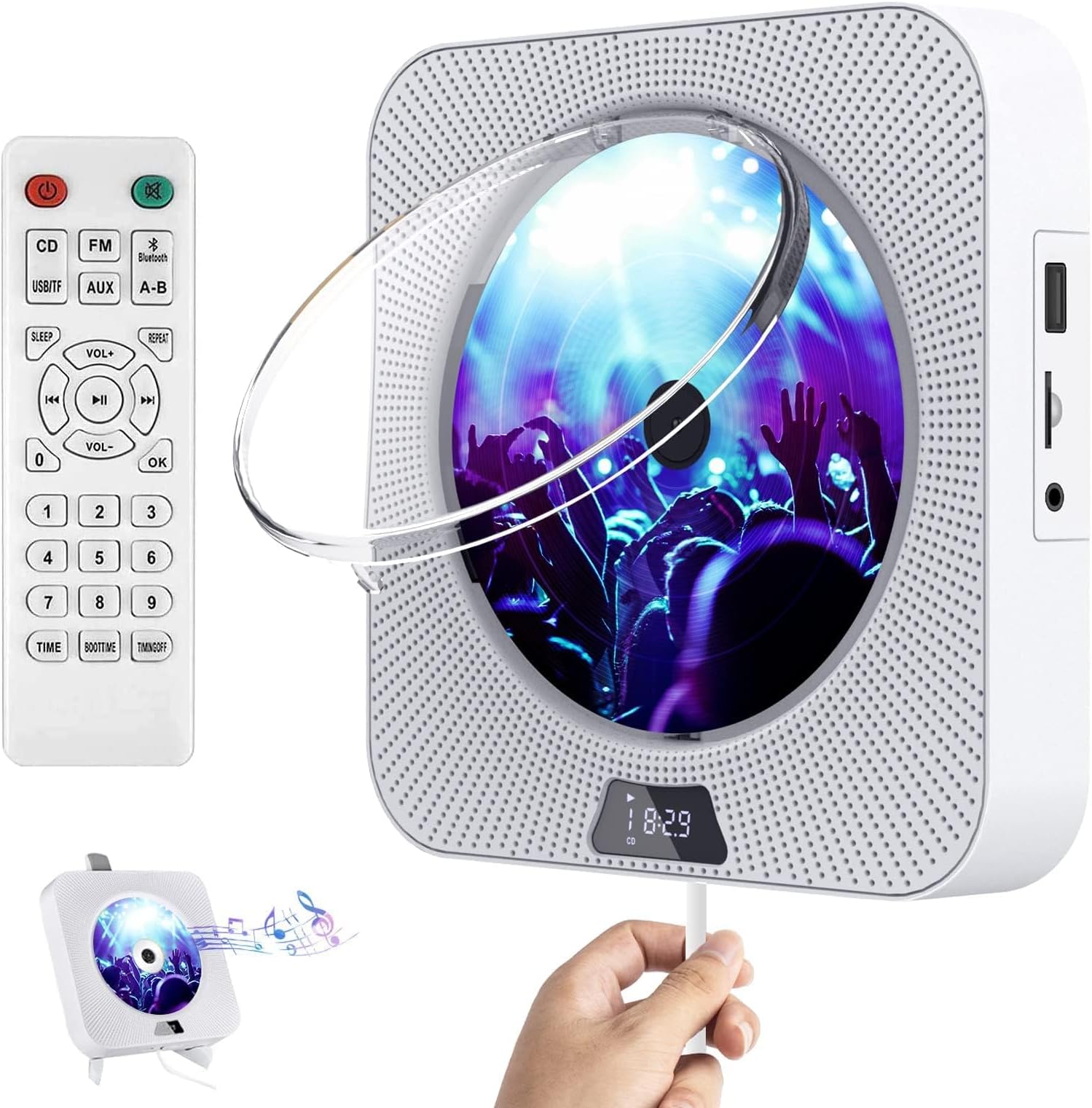 Aotecno 2024 New Wall Mounted CD Player, Desktop CD Player, Bluetooth ...