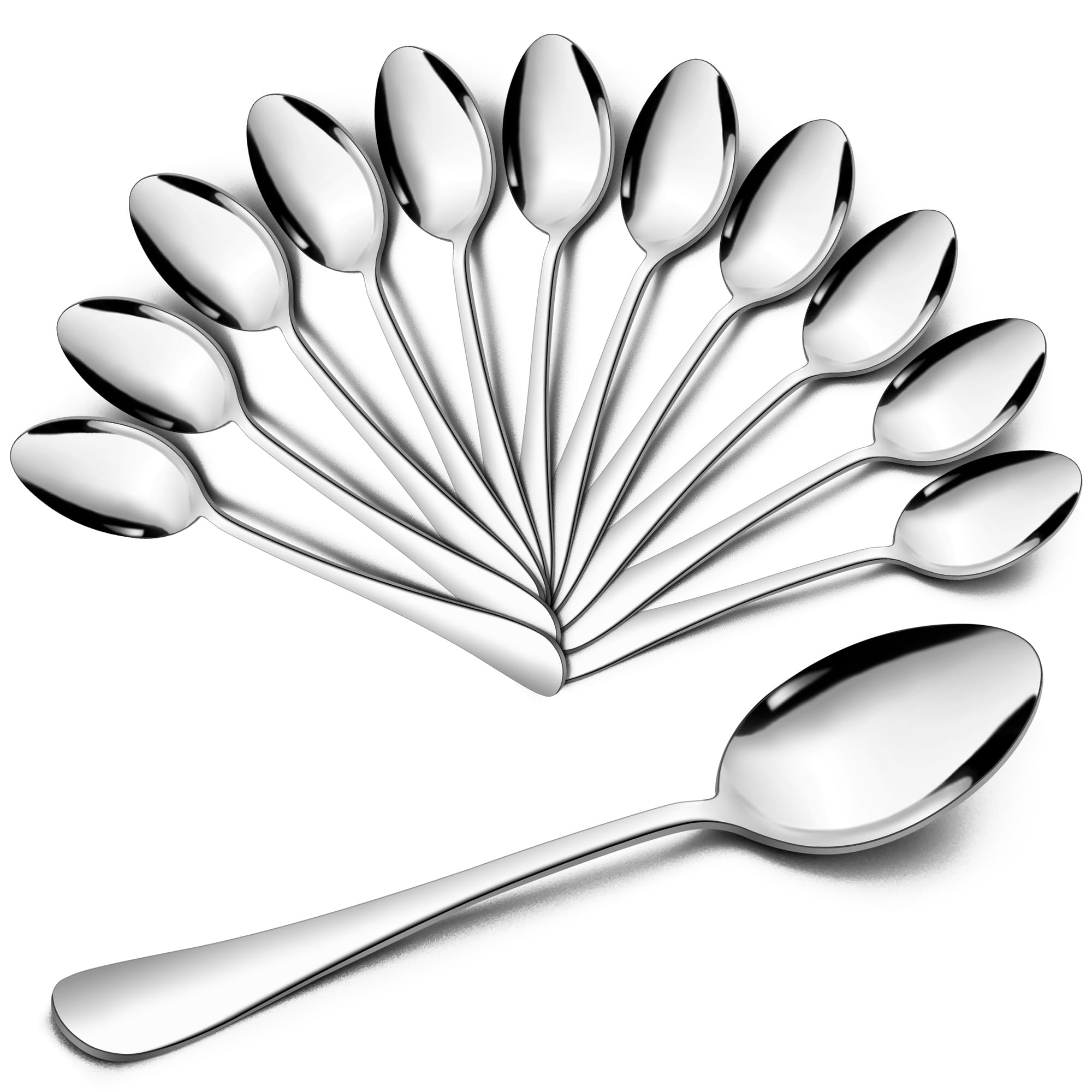 Teaspoons, Joyfair Stainless Steel Dessert Spoon Set of 12, Coffee ...