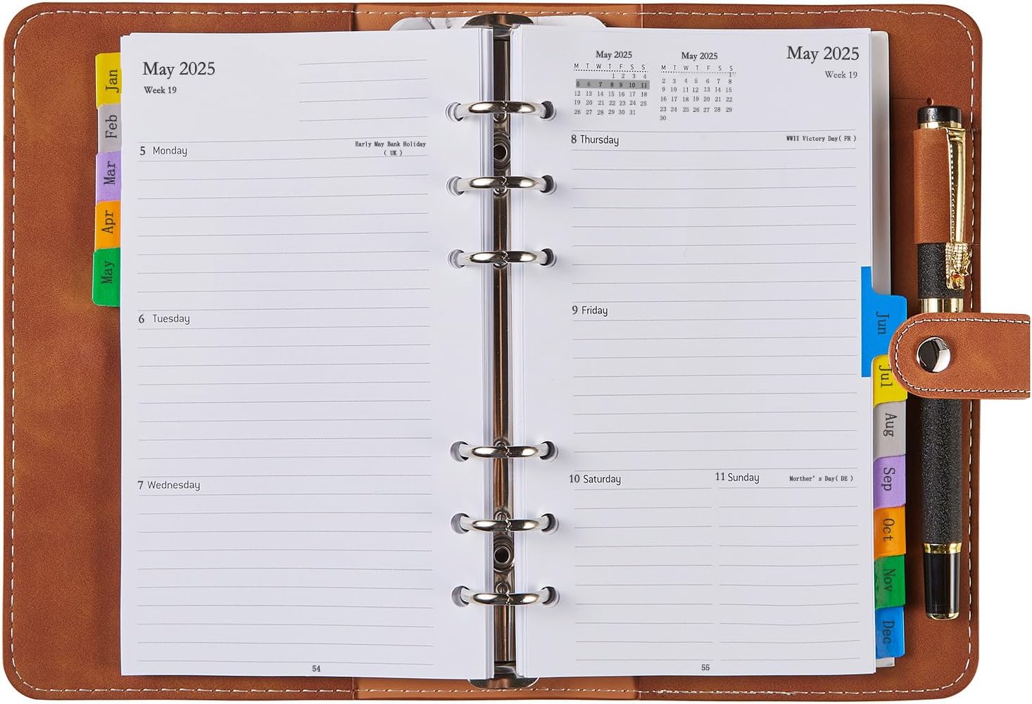 Kalender 2025 Personal A6 Nachfüllbar, Terminplaner/Wochenplaner ...