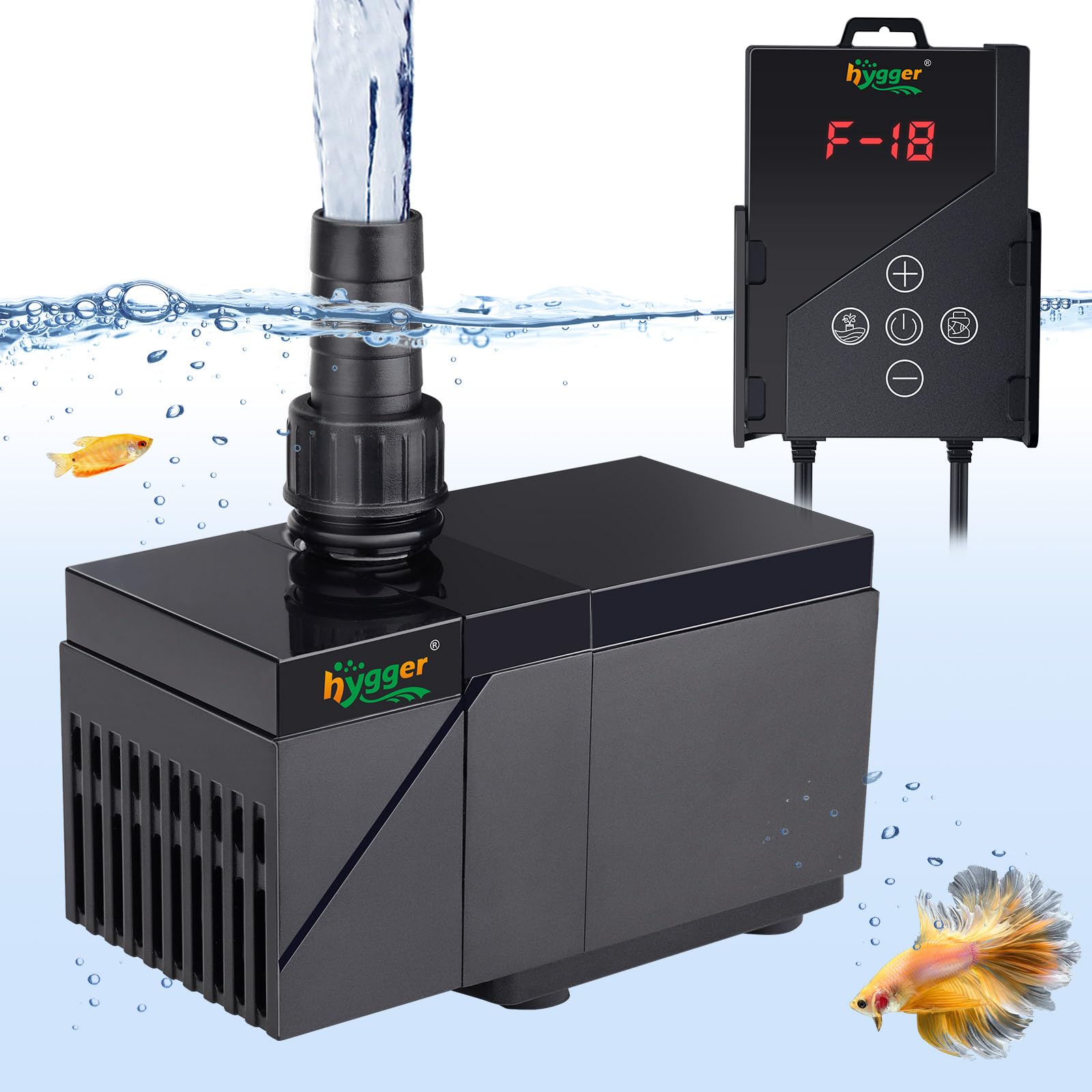 Amazon.com: hygger 530GPH Aquarium Water Pump with Intelligent ...