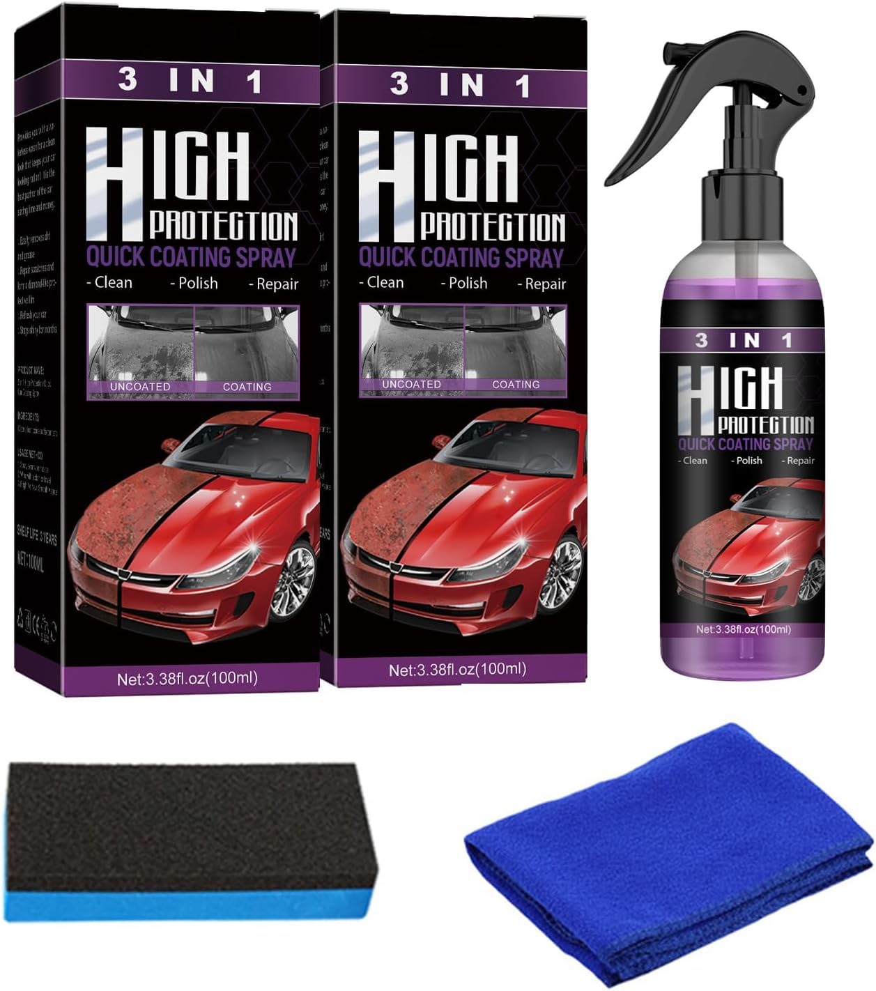 Amazon.com: 3 in 1 High Protection Quick Car Coating Spray - Nano Car ...