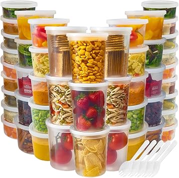 Amazon.com: YehTrum [80 Sets] Deli Food Storage Containers with Lids ...