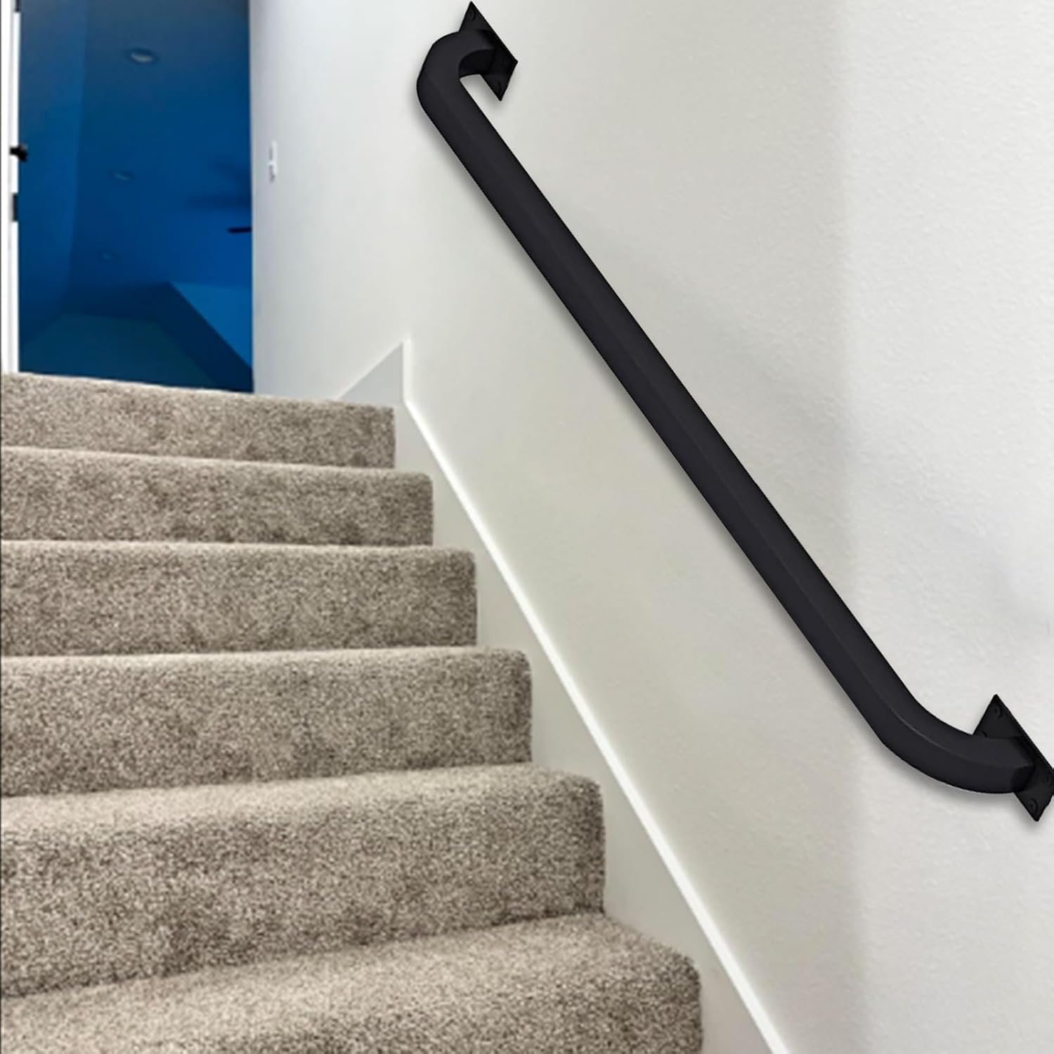 Stair Handrail, 1m/1.5m/2m/3m Indoor Outdoor Black Metal Wrought Iron ...