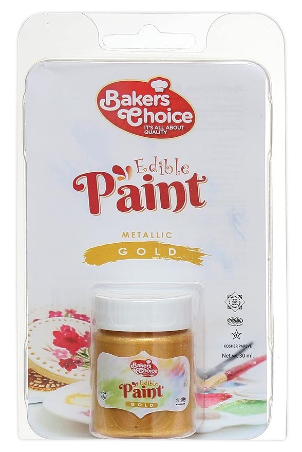 Amazon.com: Metallic Edible Gold Paint, 30 ml - Gold Food Coloring To ...