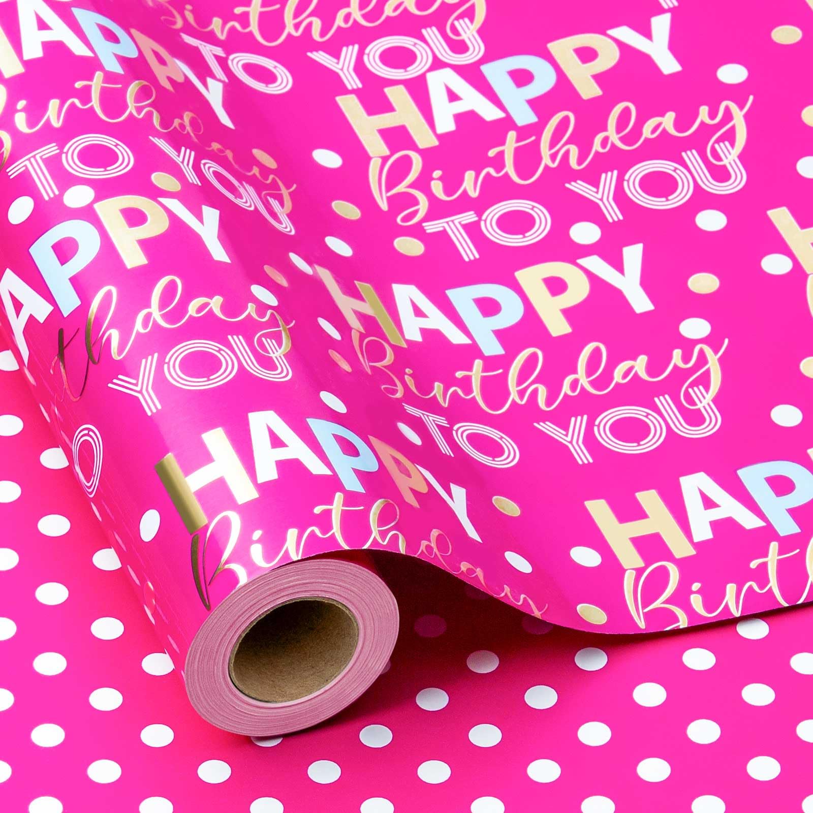 Amazon.com: MAYPLUSS Reversible Birthday Wrapping Paper Roll Mini Roll ...