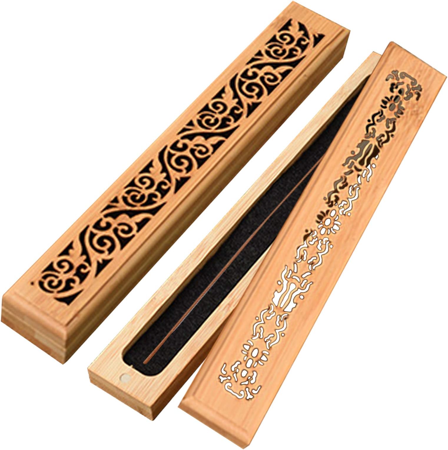 Amazon.com: Jeffbaubl 2pcs Premium Incense Box, Bamboo Incense Holder ...