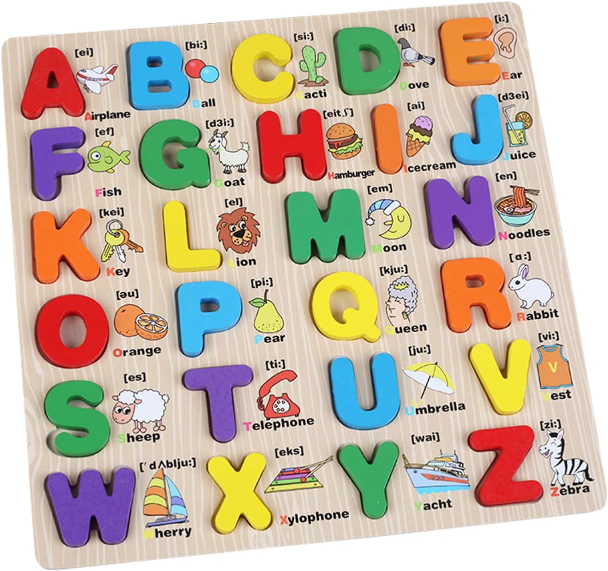 Voolex - Wooden English 3D Alphabets Blocks with Objects for Kids 3 ...