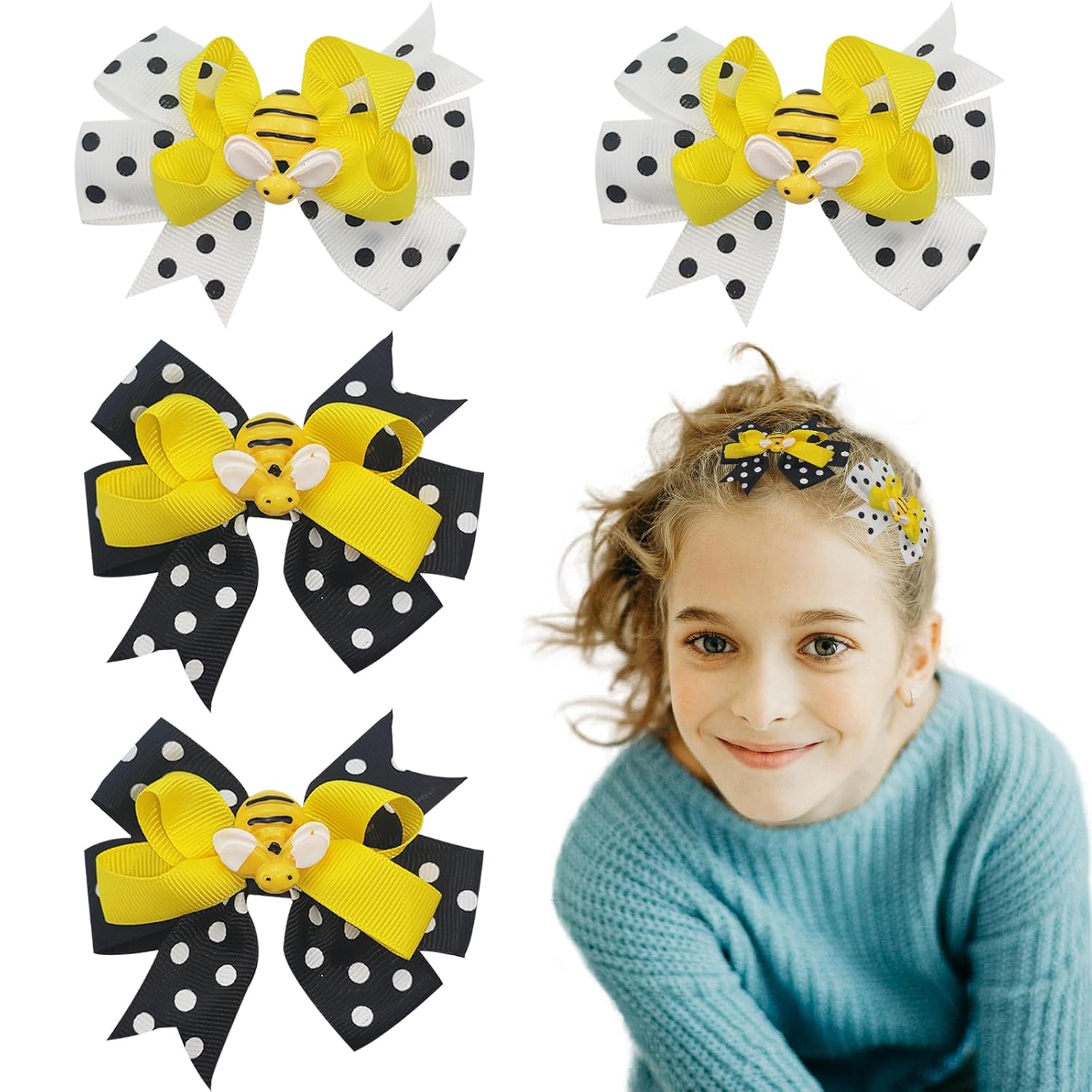Amazon.com : Jaczora 4 PCS Bee Hair Clips, Cute Honey Bee Hair Clips ...