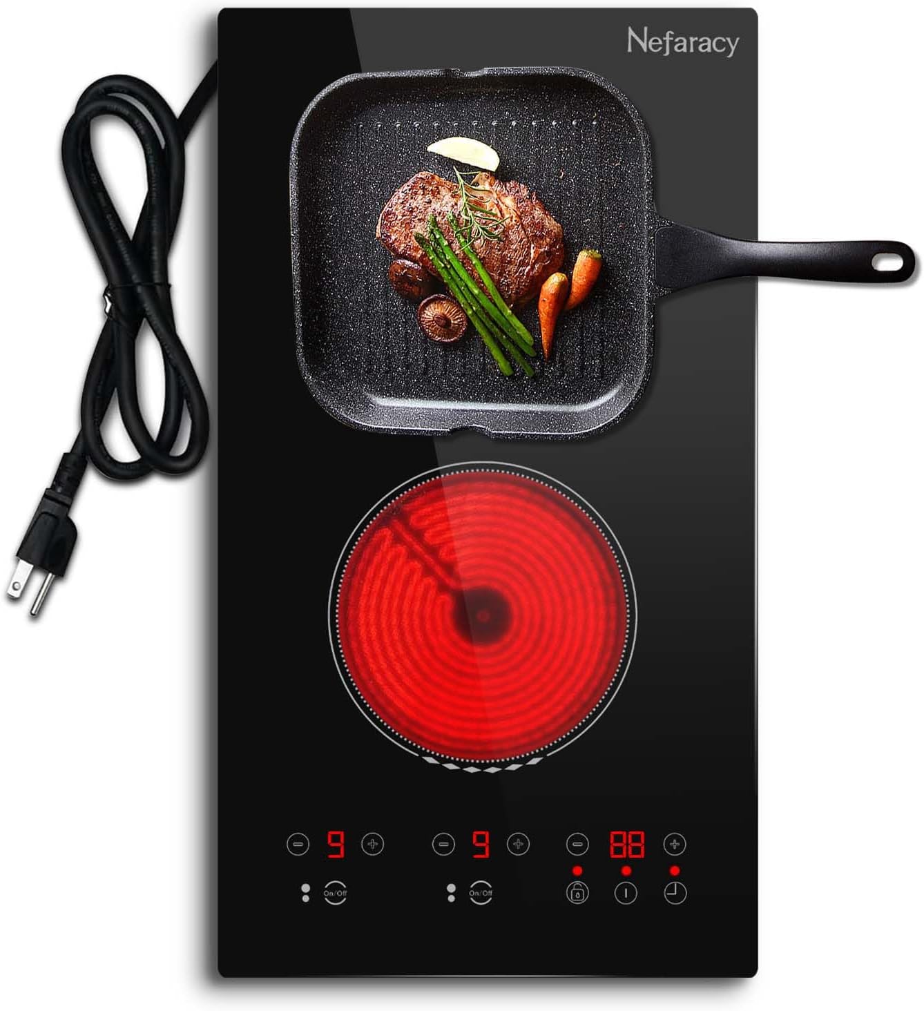 Amazon.com: 2 Burner Electric Cooktop 12 Inch, Nefaracy 110V Electric ...