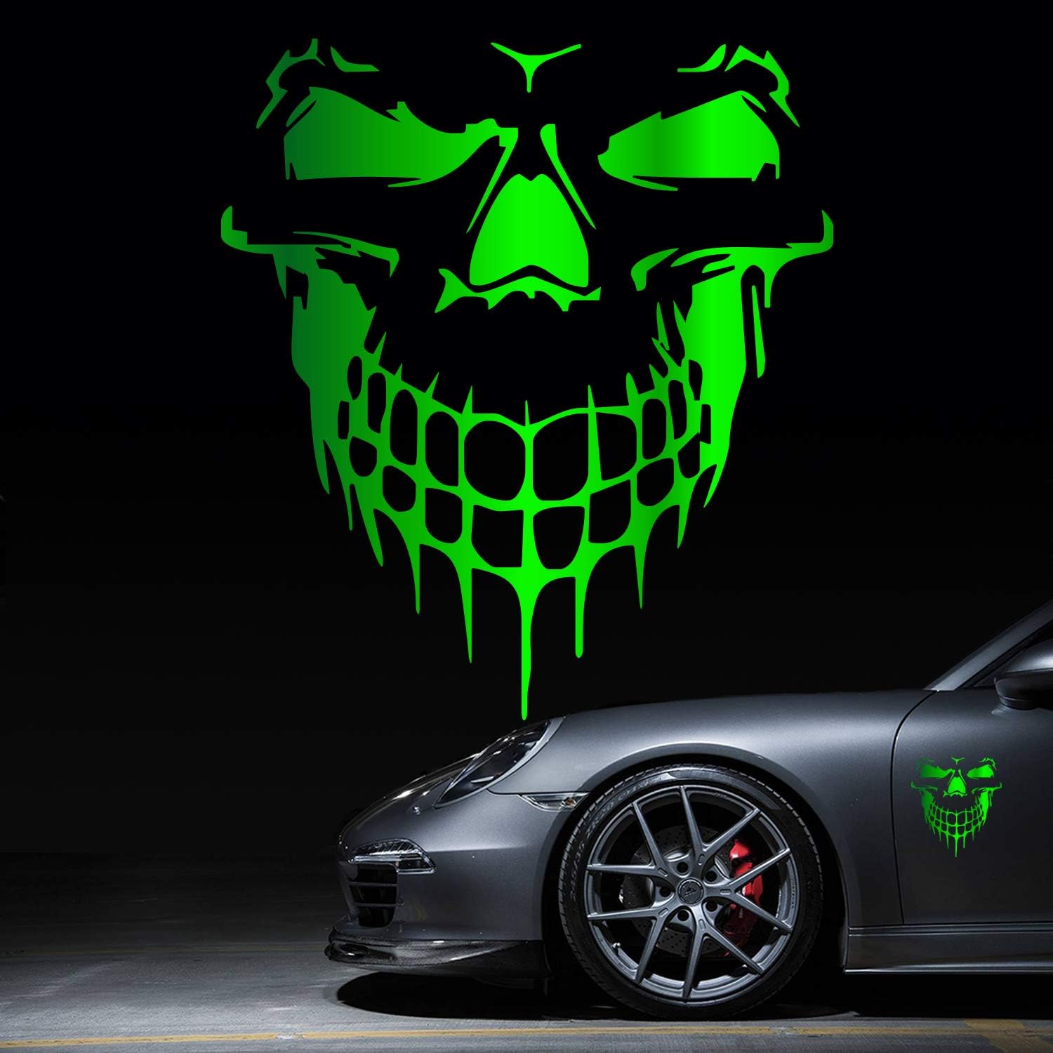 Amazon.com: Exploding Skull Green Rip Ripped Motorcylce Vinyl Graphics ...