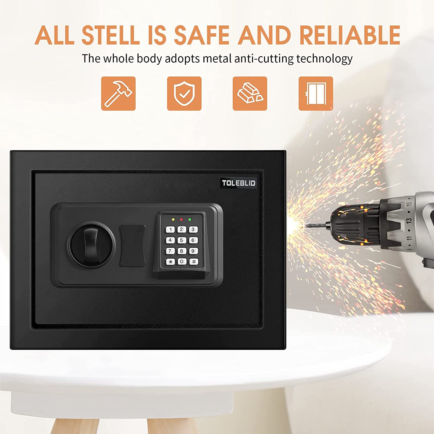 0.8 Cubic Home Safe Fireproof Waterproof, Fireproof Safe with Digital ...