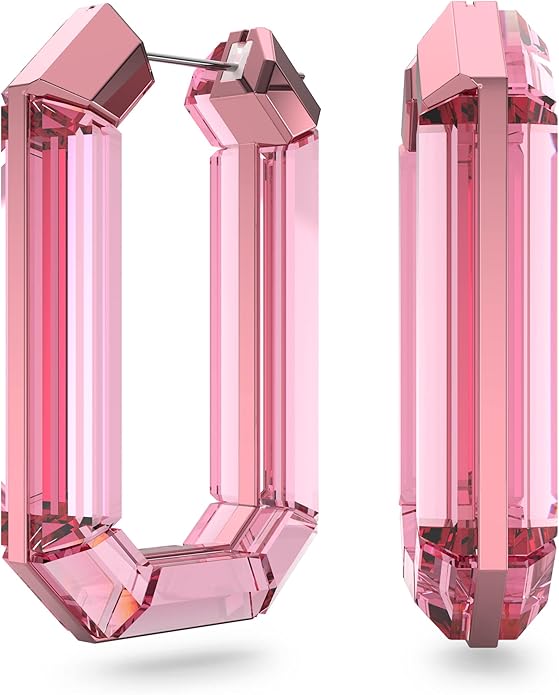 Amazon.com: SWAROVSKI Lucent hoop earrings, Pink, Rhodium Finish ...