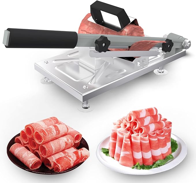 Koconic Stainless Steel Food Slicer,Manual Frozen Meat Slicer Beef and ...