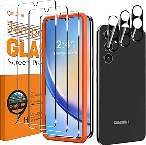 Amazon.com: QsmQam 3 Pack Screen Protector for Samsung Galaxy A34 5G + 3 Pack Camera Lens ...
