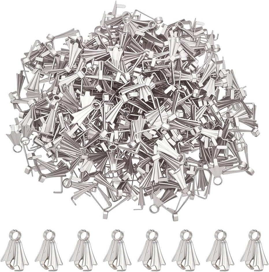 Amazon.com: CRAFTYMELODY 300Pcs Pinch Bail Clip Clasp Stainless Steel ...