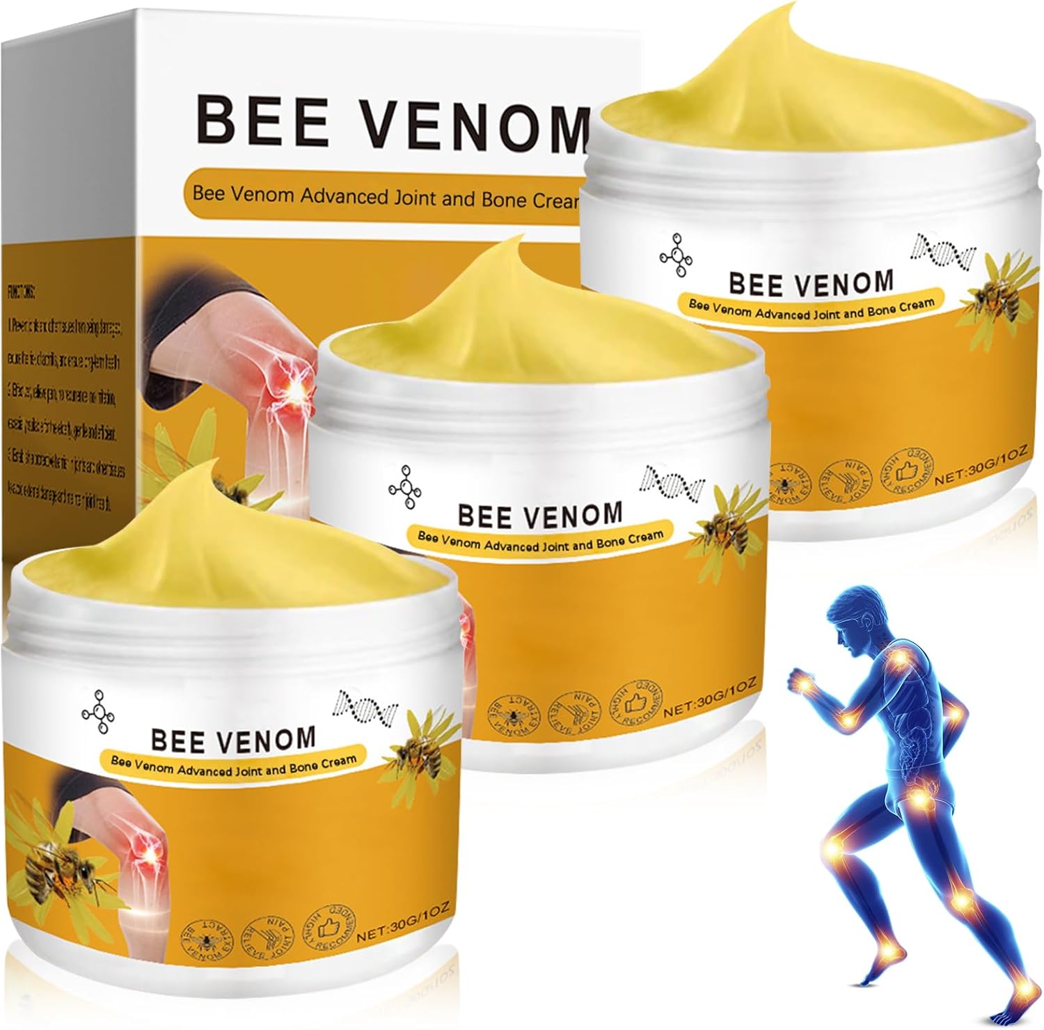 Amazon.com: PUERAN 3PCS Advanced Joint & Bone Cream - Bee Venom Gel ...