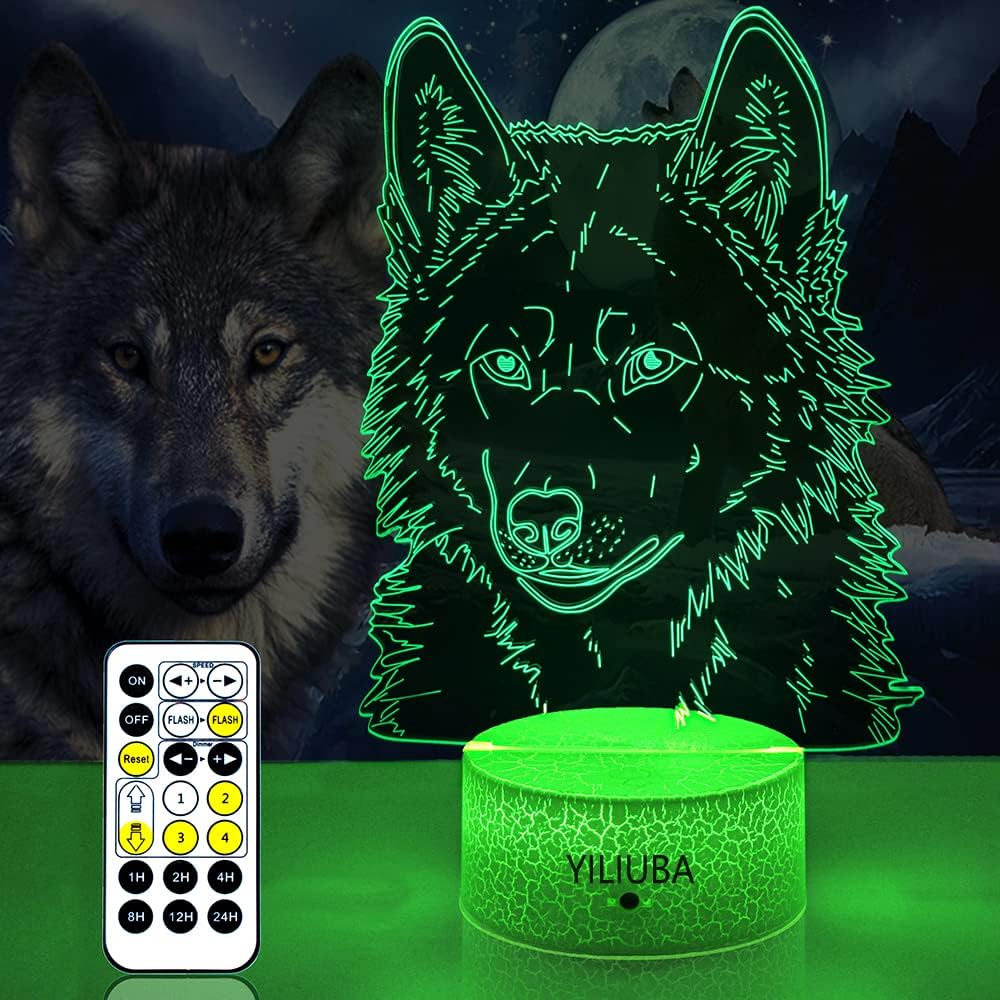 Amazon.com: YILIUBA Wolf Lights, 3D LED Illusion Wolf Lamp, Night Light ...
