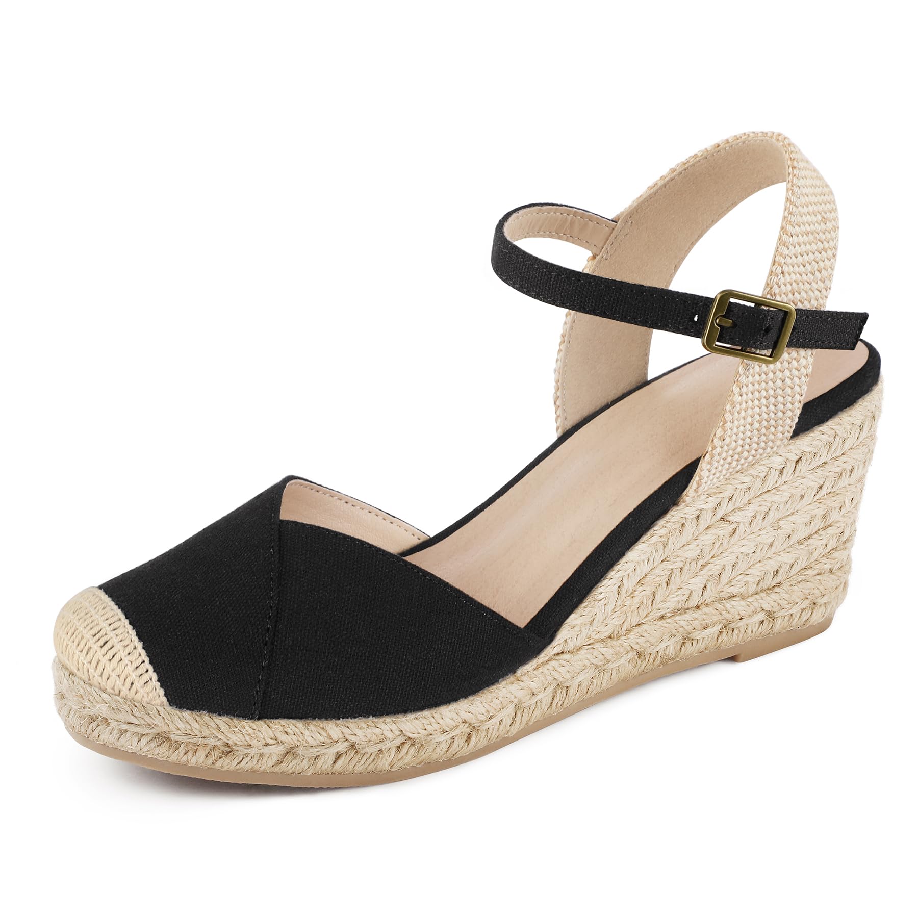 Amazon.com | Qonetic Women's Closed Toe Platform Sandals Summer Buckle ...