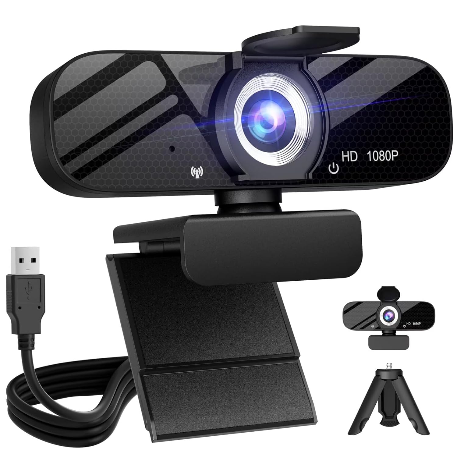 Webcam with Microphone for Desktop, 1080P HD USB Computer Cameras with ...