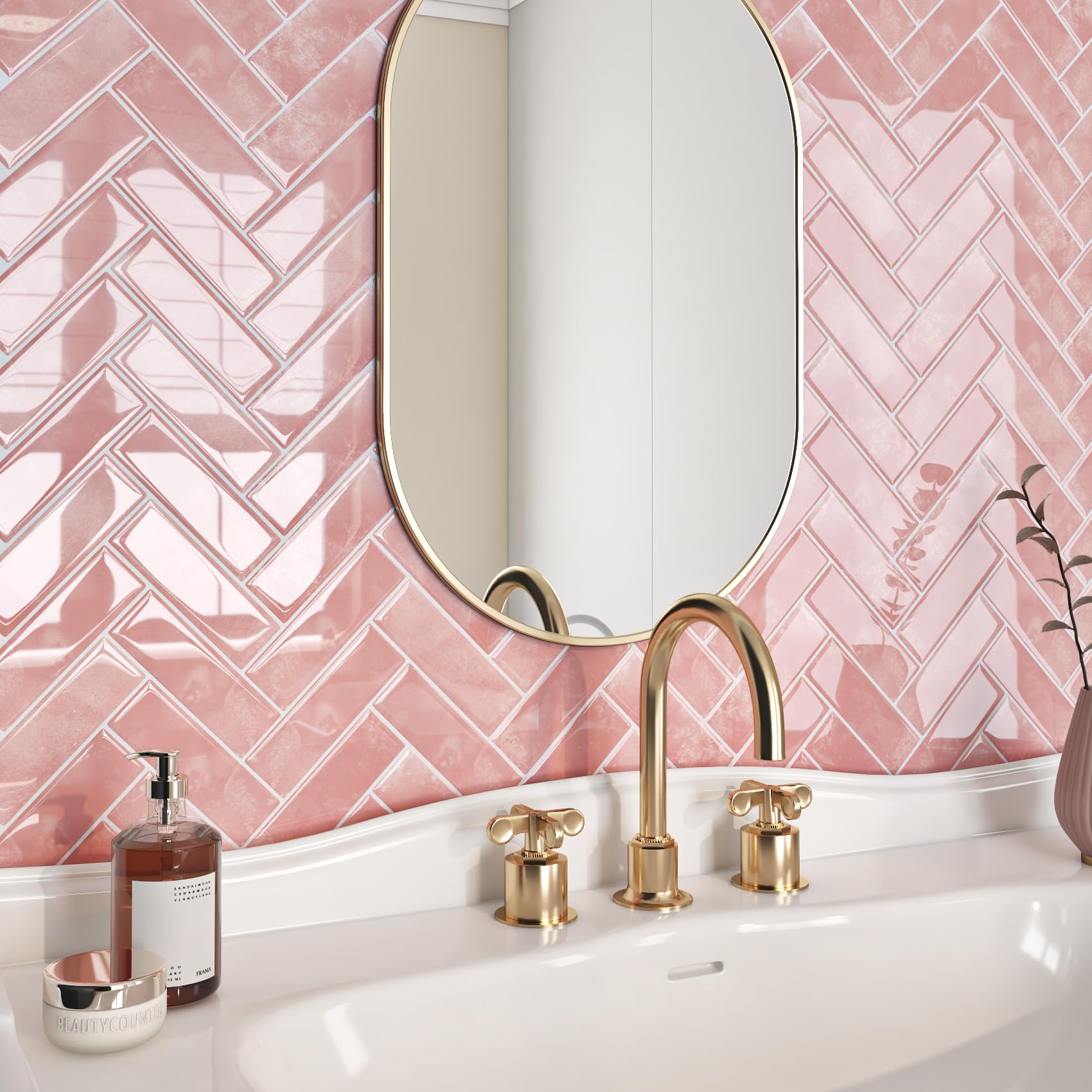 Azulejos De Baño De Color Rosa Claro Vinilo Para Baño Azulejos Tonos
