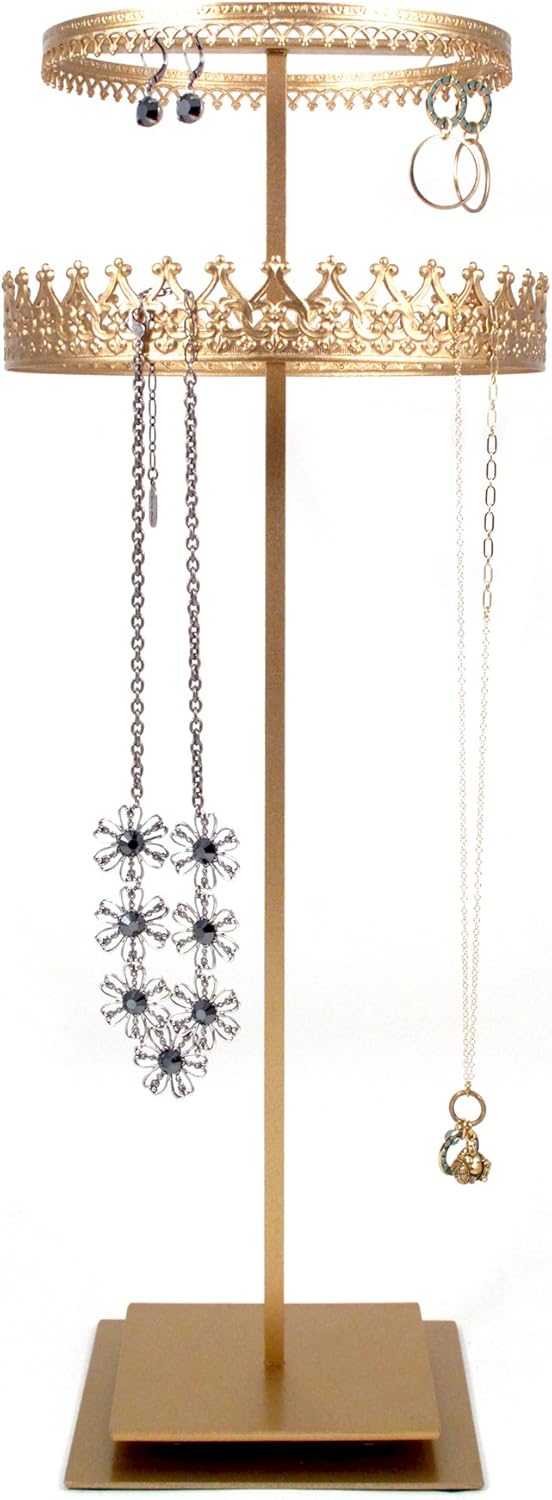 Amazon.com: Royal Crown Display Rotating Circular 2 Tier Combo Necklace ...
