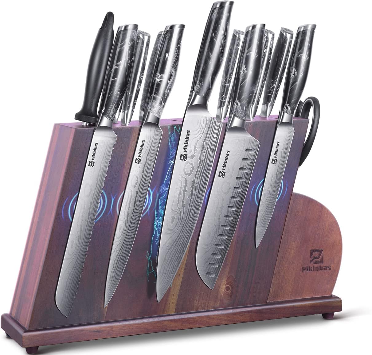 Amazon.com: Piklohas Knife Sets With Magnetic Knife Holder, 14 Pieces Chef Knife Block Set ...