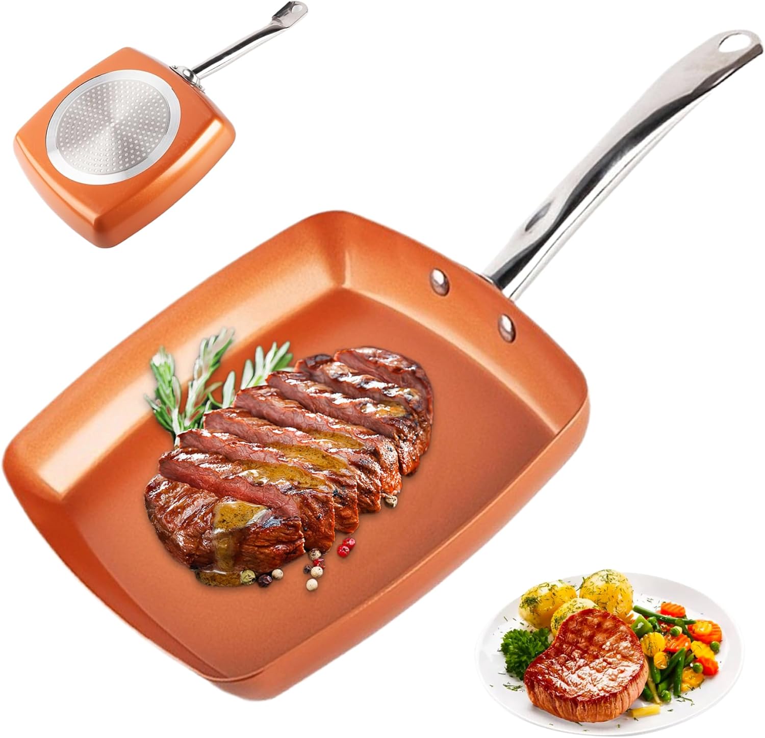 Amazon.com: Jeorywoet Square Frying Pan 9.5'' Square Skillet Non Stick ...