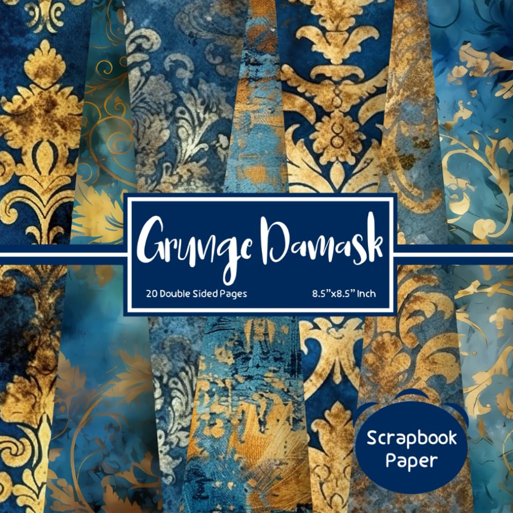 Grunge Damask Scrapbook Paper: Double Sided Craft Paper for Gift ...