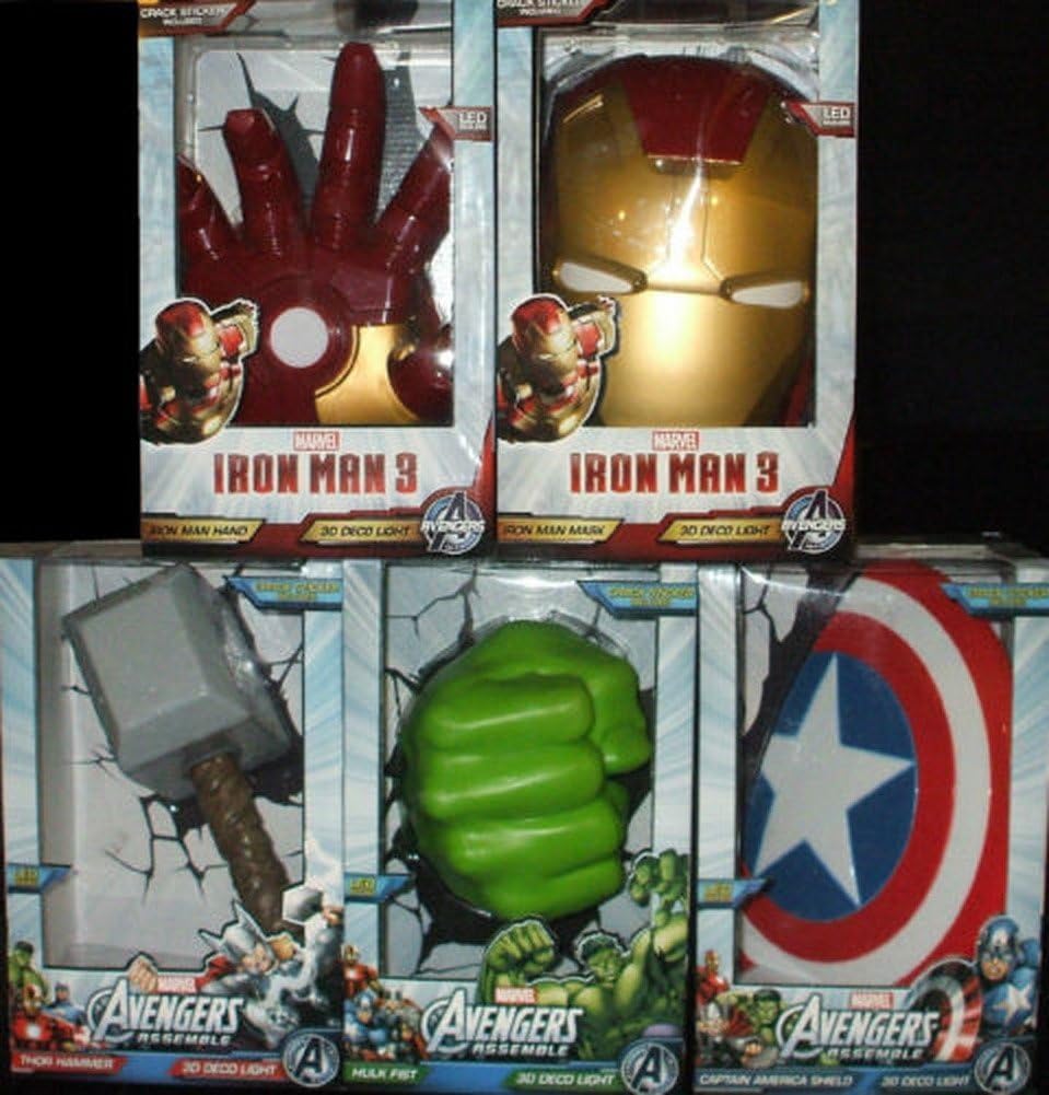 Amazon.com: Marvel Set/Lot/Bundle 5 Avengers Assemble 3D FX Deco Wall ...
