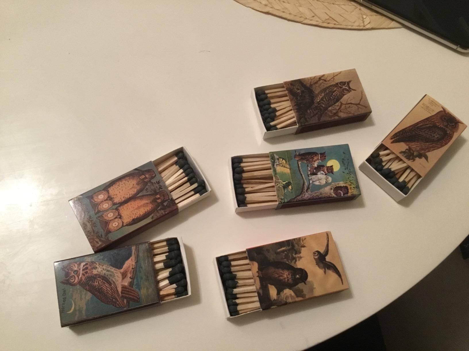 Amazon.com: Decorative Set of 6 Owl Mini Matchboxes Candle and ...
