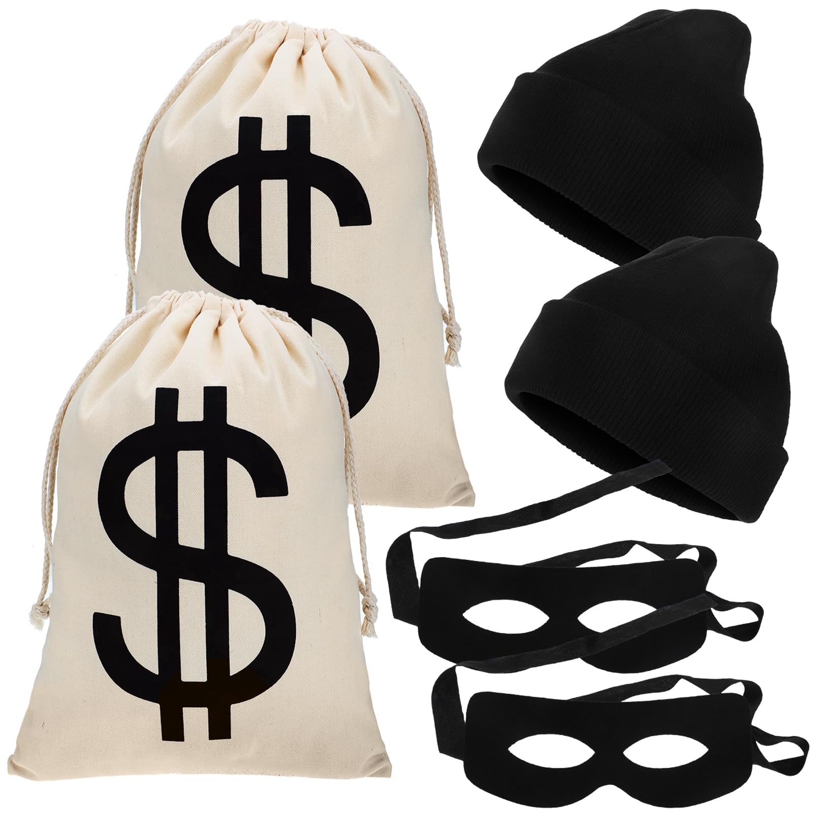 Amazon.com: 6 Pieces Robber Costume Set Include Canvas Dollar Sign ...