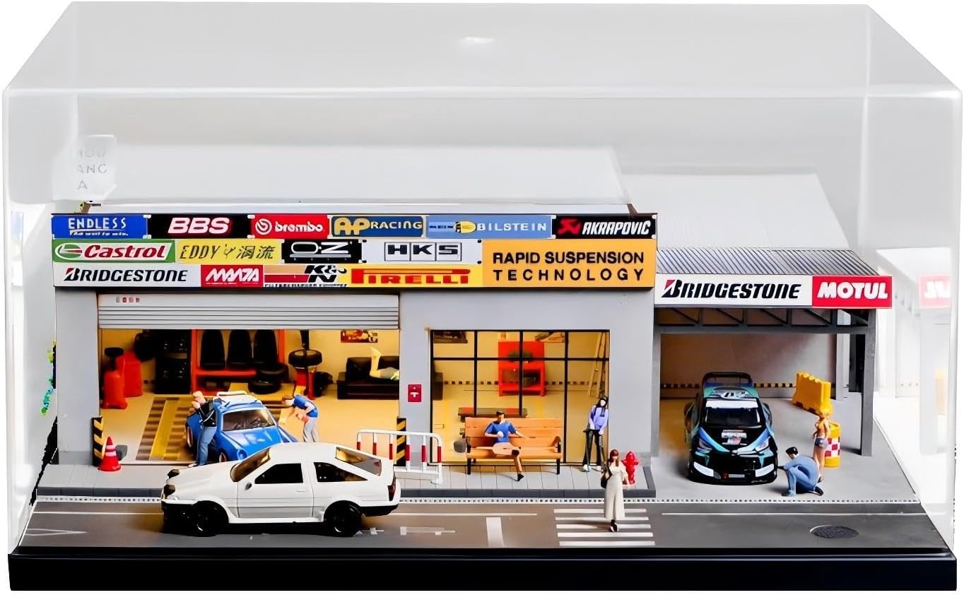 Amazon.com: 1:64 Scale Model Garage Model with dust Cover, Lighted ...