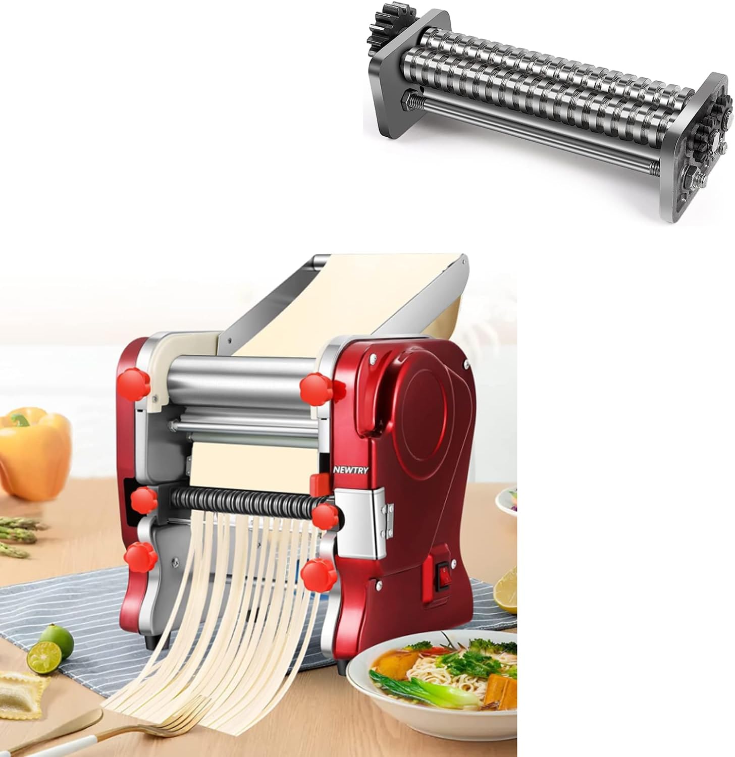 Amazon.com: NEWTRY Commercial Pasta Maker Machine+ 2.5mm Round Pasta ...