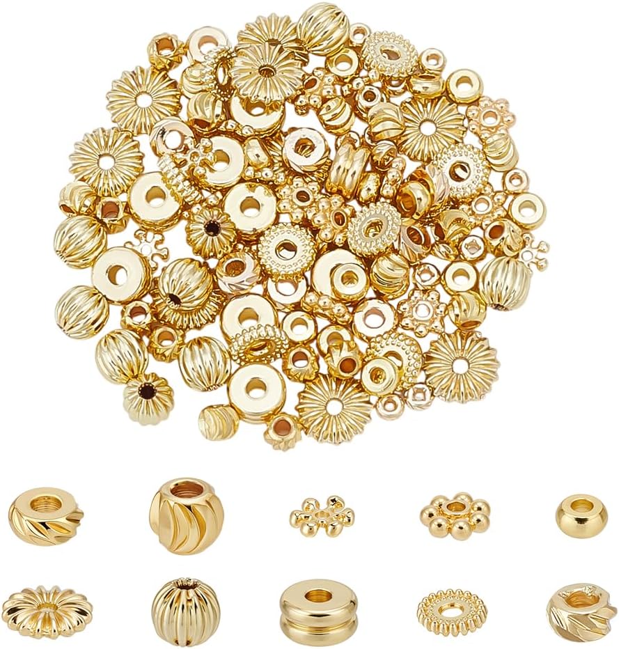 Amazon.com: CRAFTYMELODY 130Pcs Assorted Spacer Beads 10 Styles 18K ...