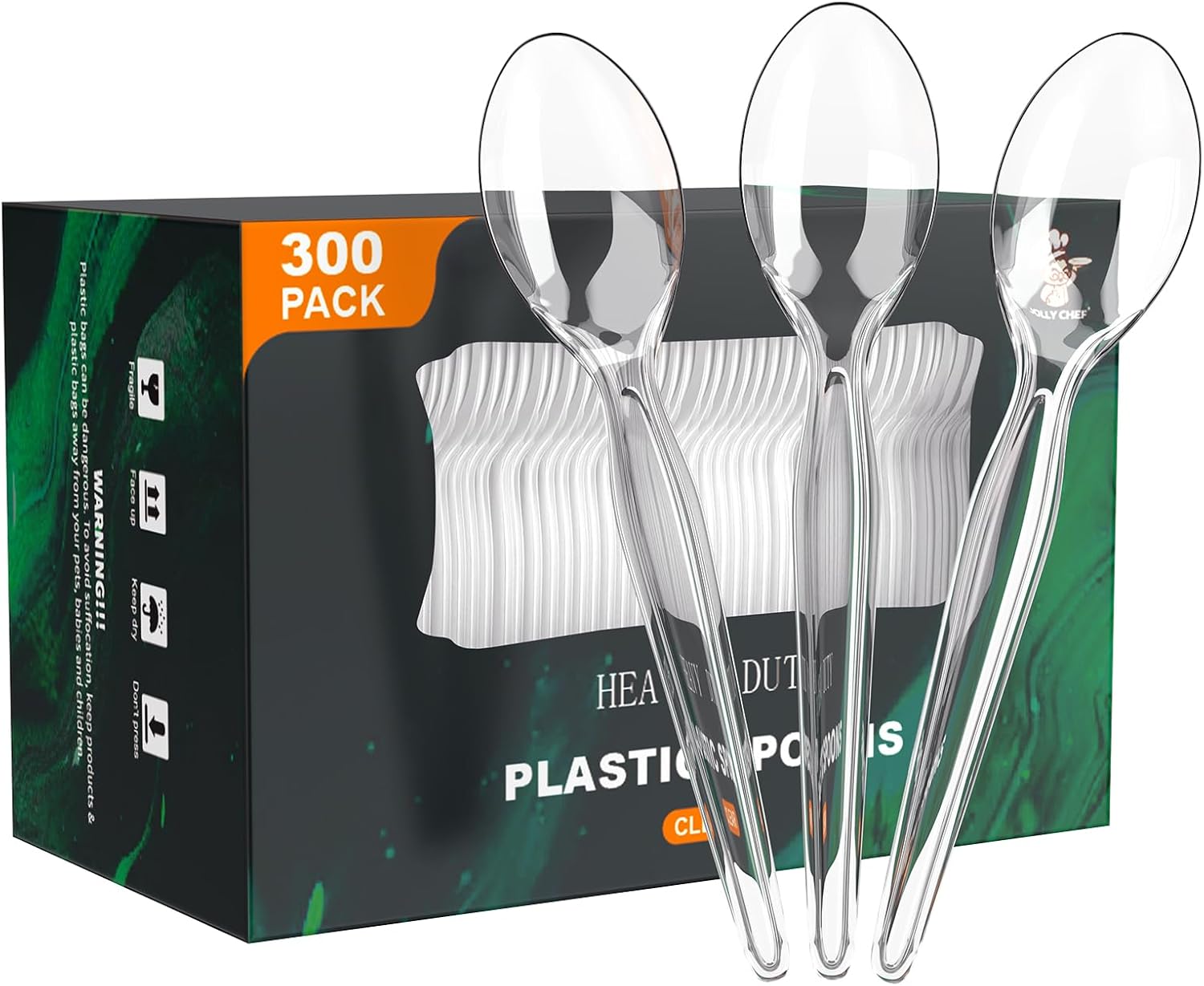 Amazon.com: JOLLY CHEF [300 Count] Clear Plastic Spoons,Heavy Duty ...