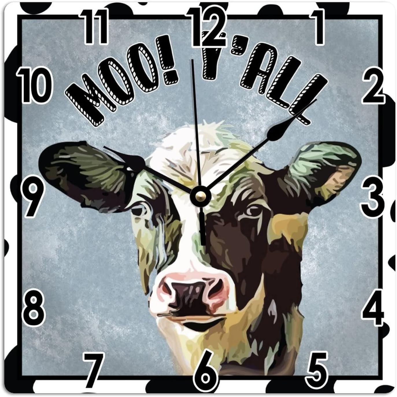 Amazon.com: Vinisong Moo Y'all Farm Animal Cattle Clock Blue Farmhouse ...