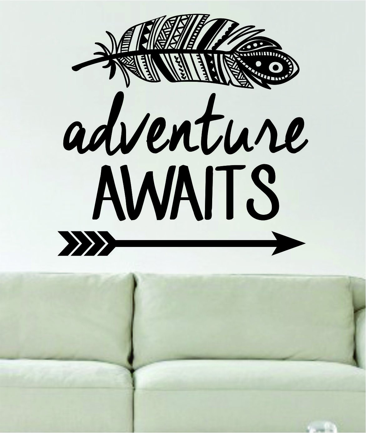 Amazon.com: Adventure Awaits Feather and Arrow Design Decal Sticker ...