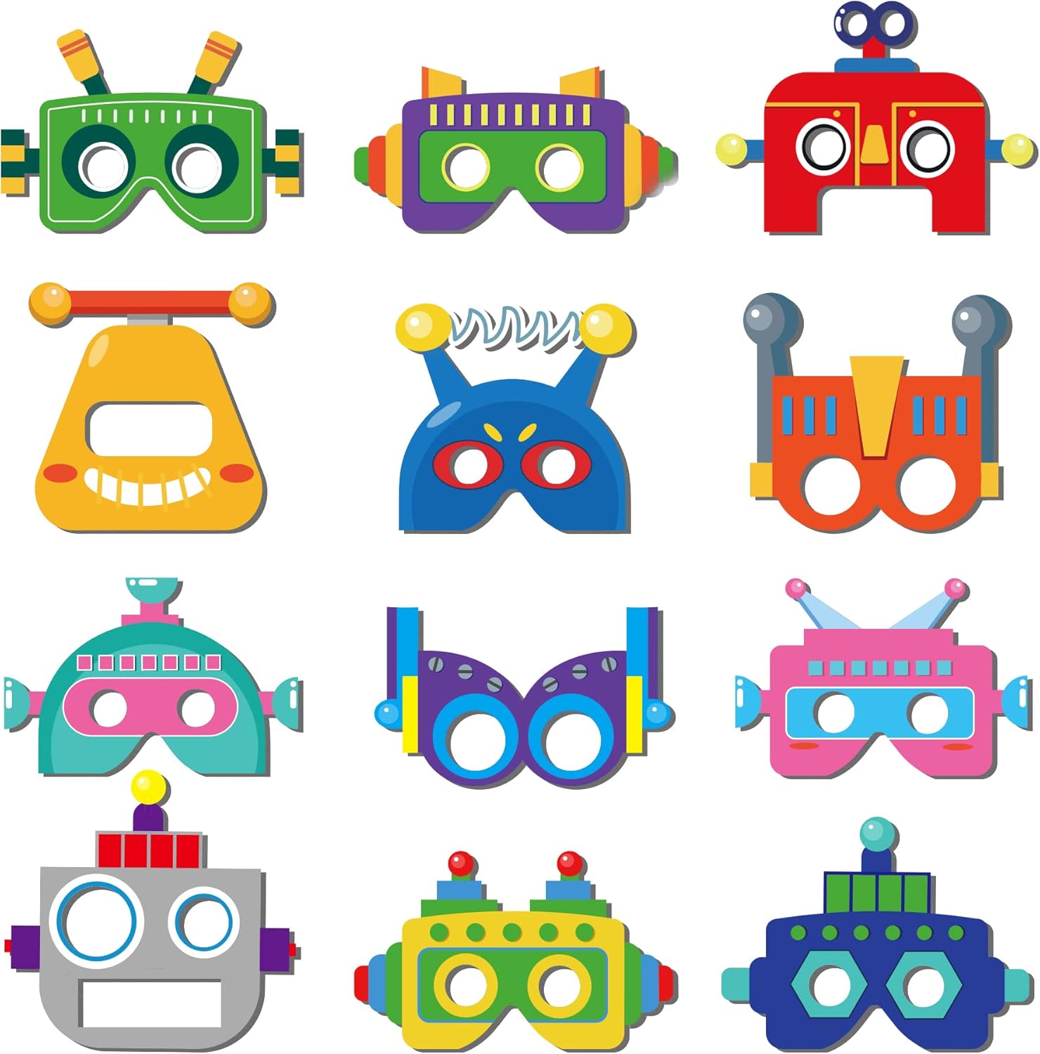 Amazon.com: 12 PCS Robot Paper Masks Birthday Party Cosplay Masks for ...