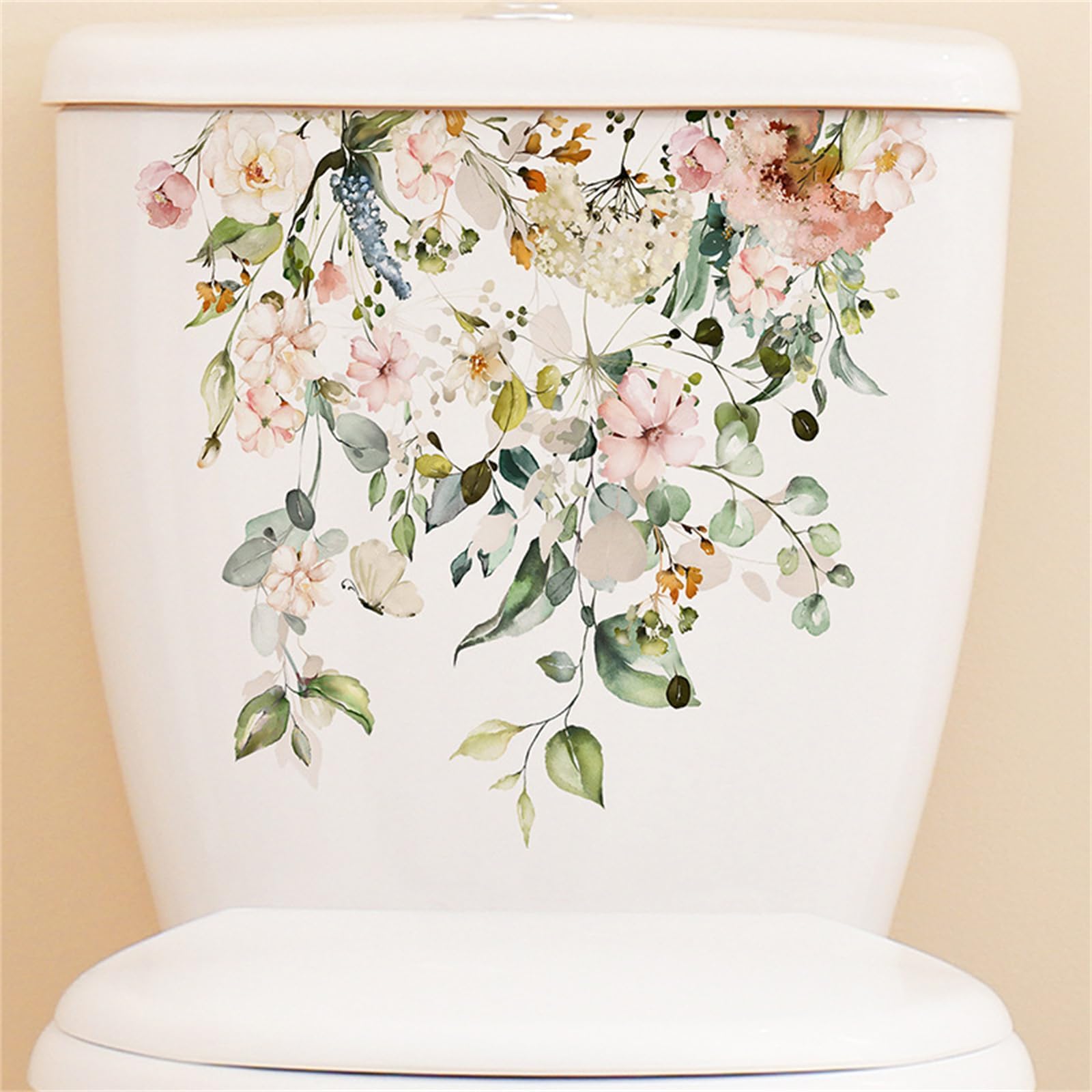 Miyanzem 2Pack Green Plant Leaves Flowers Toilet Stickers - Self ...