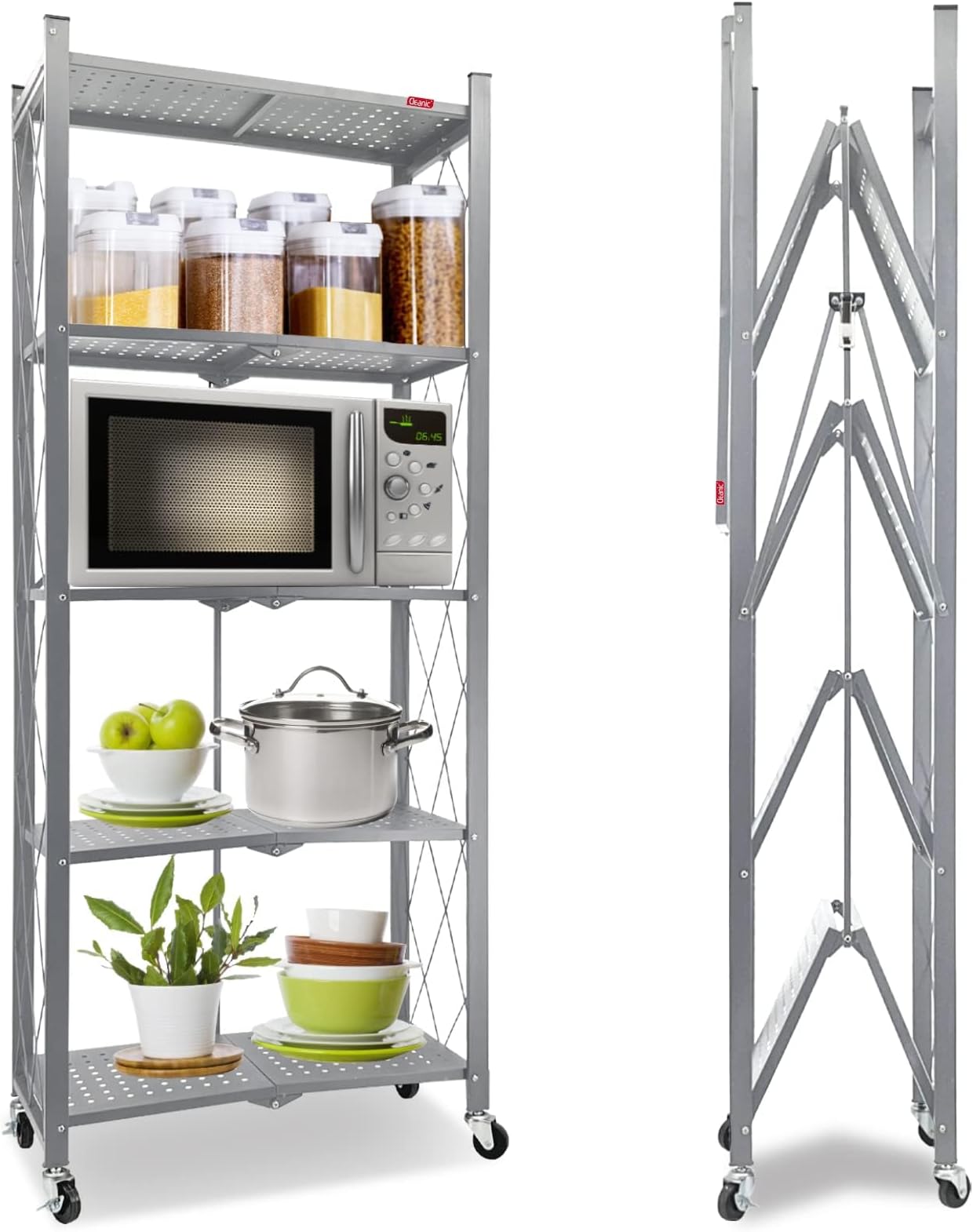 Amazon.com: SUSIELADY 5-Tier Foldable Metal Storage Shelving Unit with ...