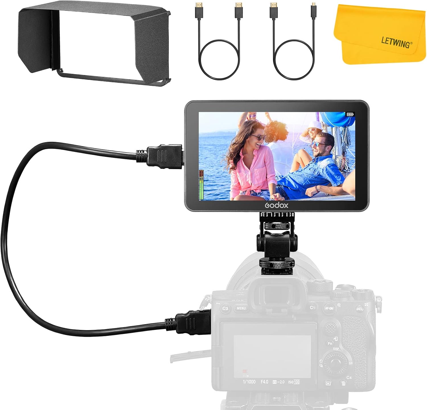 Godox GM6S Moniteur de Caméra 5.5 Pouces 4K Caméra Moniteur DSLR Caméra ...