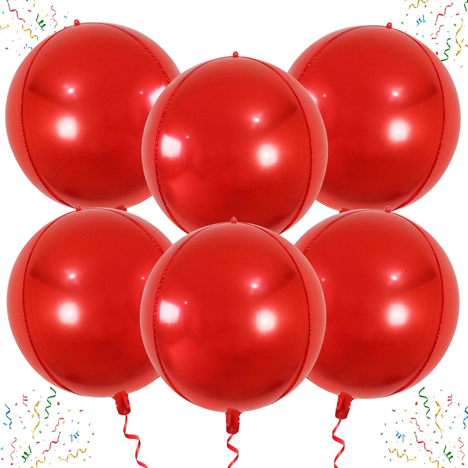 Amazon.com: laackys Large Metallic Red Balloons 22 Inch Pack of 6 360 ...