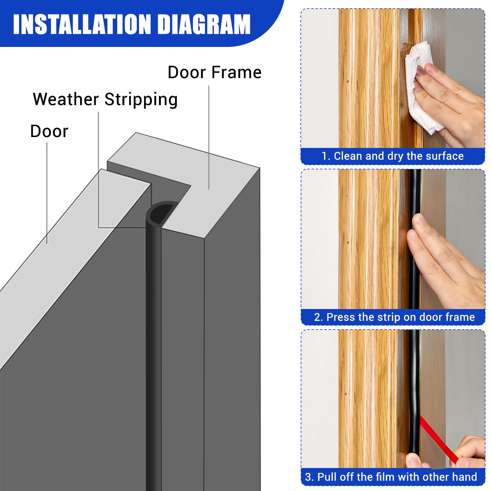 Snapklik.com : Weather Stripping Door Seal Self Adhesive Weather Strip ...