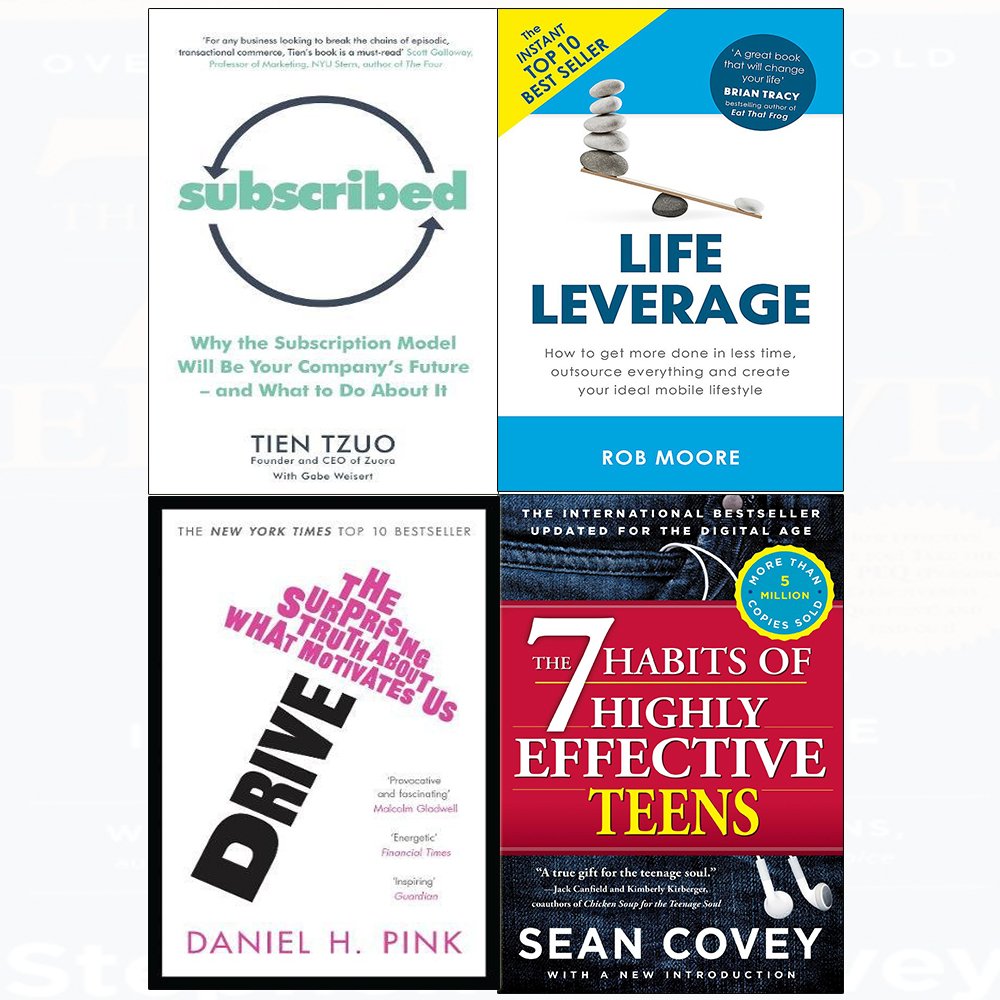 7 Habits of highly effective teens, subscribed, drive, life leverage 4 books collection set ...
