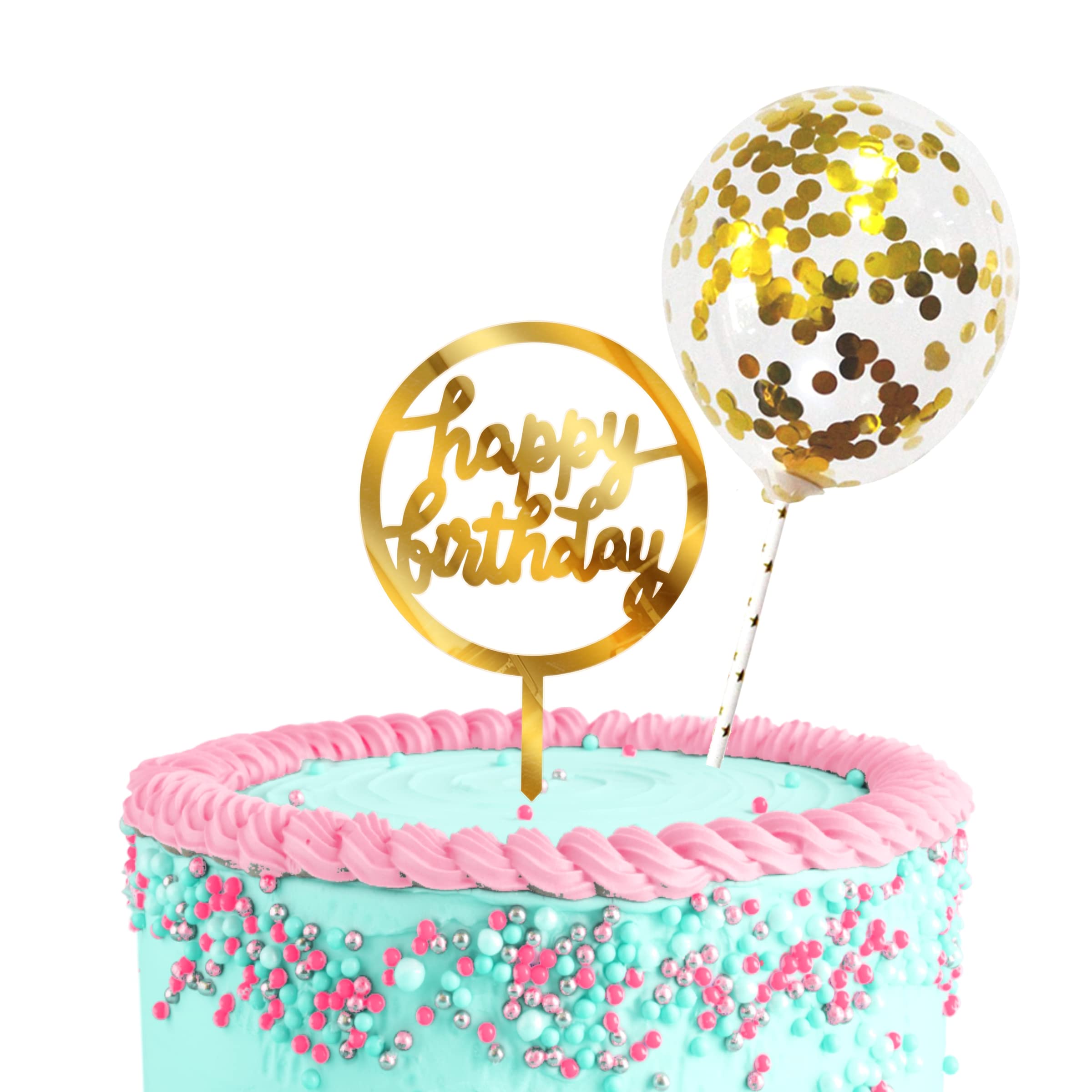 Buy INFISTYLE® Cake Toppers Happy Birthday Cake Toppers Acrylic Topper ...