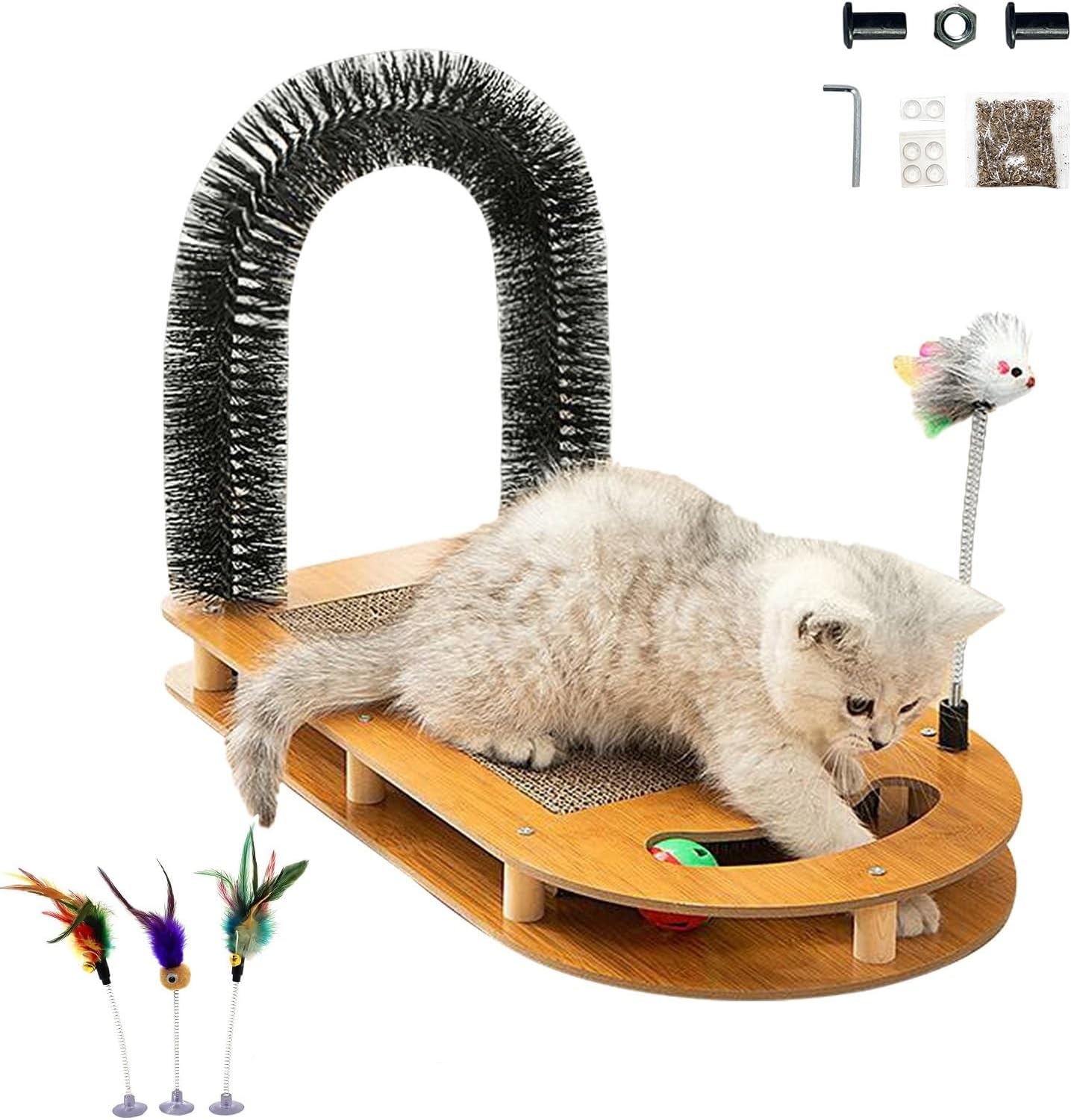 Amazon.com : Pet Parade Self-Grooming Playtime Cat Arch - Helps Prevent ...