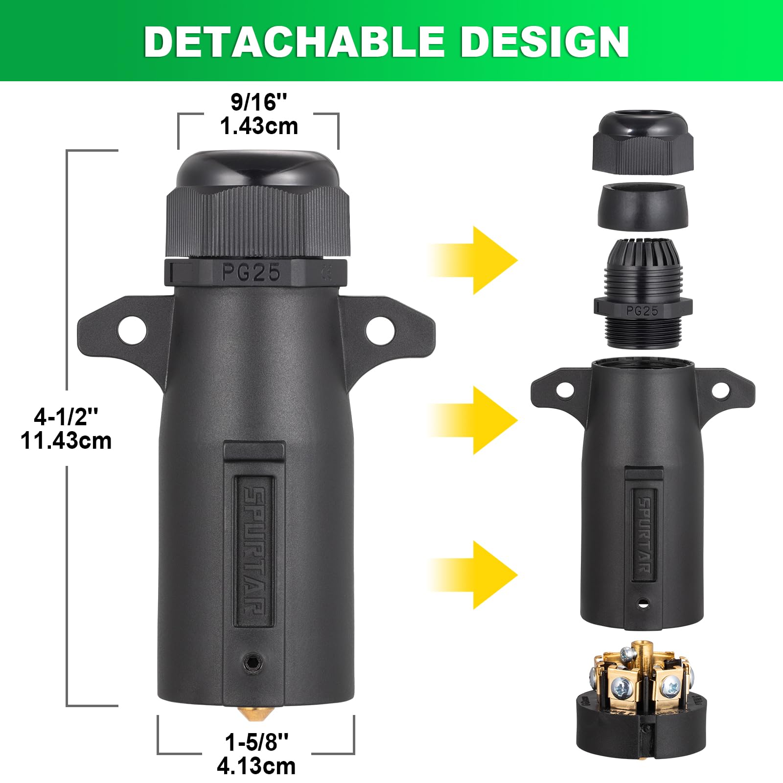 Snapklik.com : Spurtar 7 Pin Trailer Plug Waterproof, Round 7 Way ...